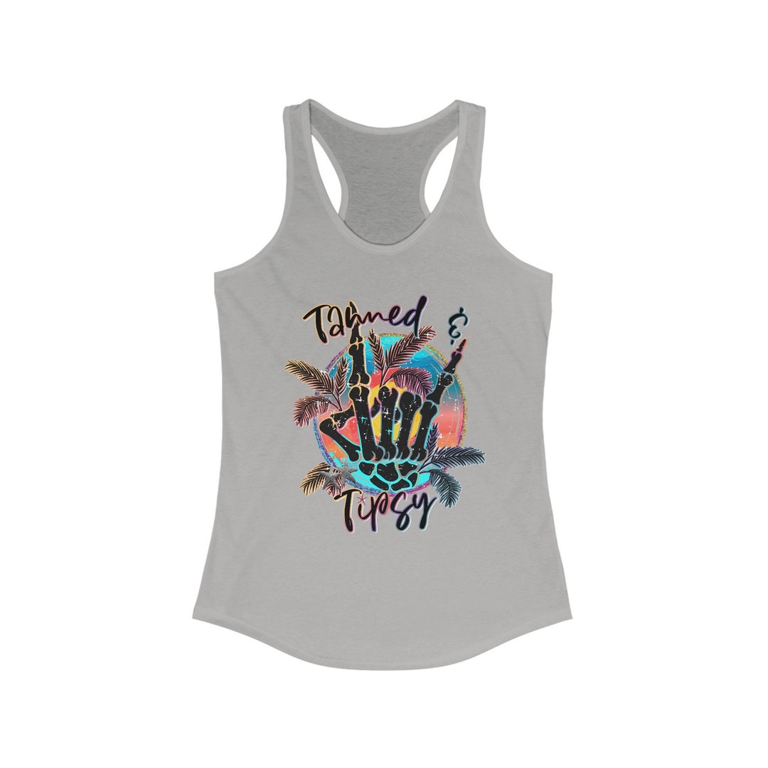 Tanned & Tipsy, Skeleton Hand and Beach Sunset, Racerback Tank - Etsy