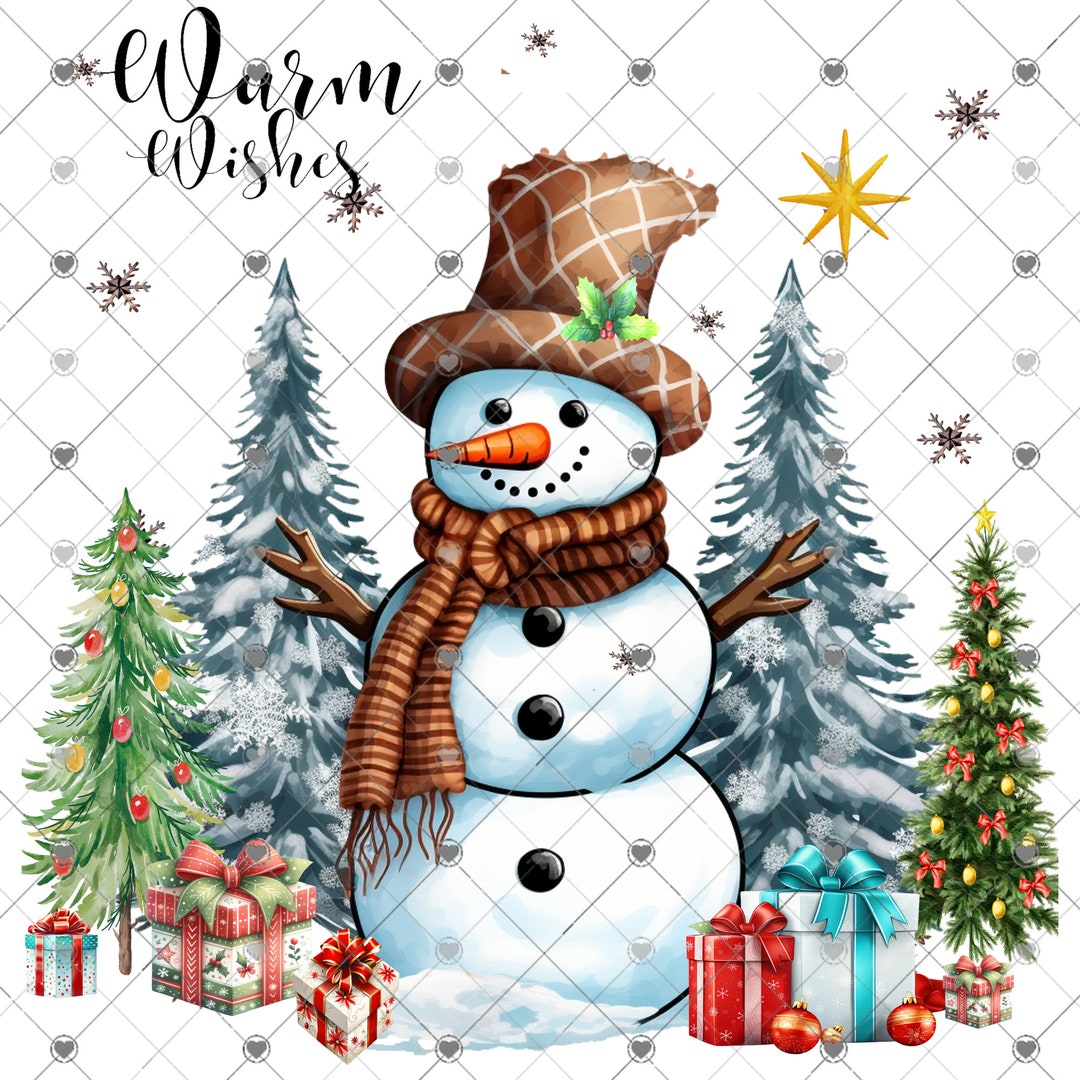 Warm Wishes Snowman Scene, Christmas Download, Shirt Design, Png ...