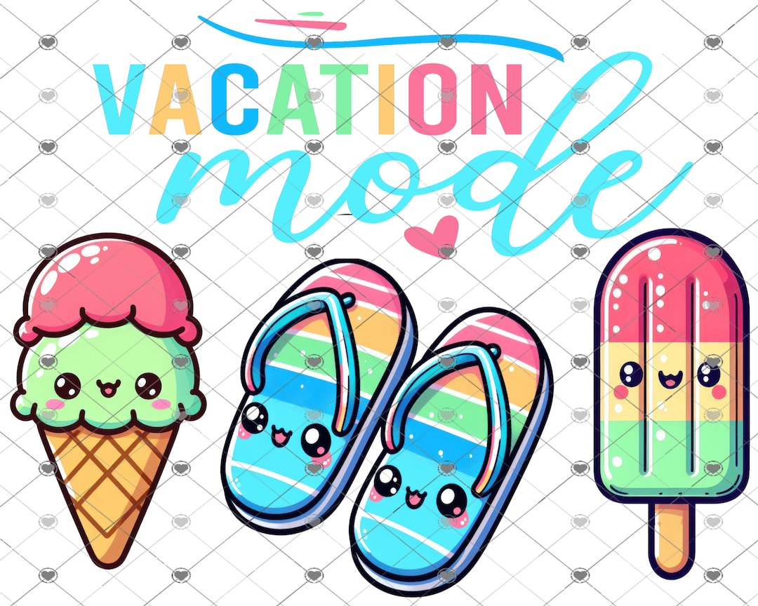 Vacation Mode, Ice Cream, Flip Flops, Kids Summer Design, Funny Shirt ...