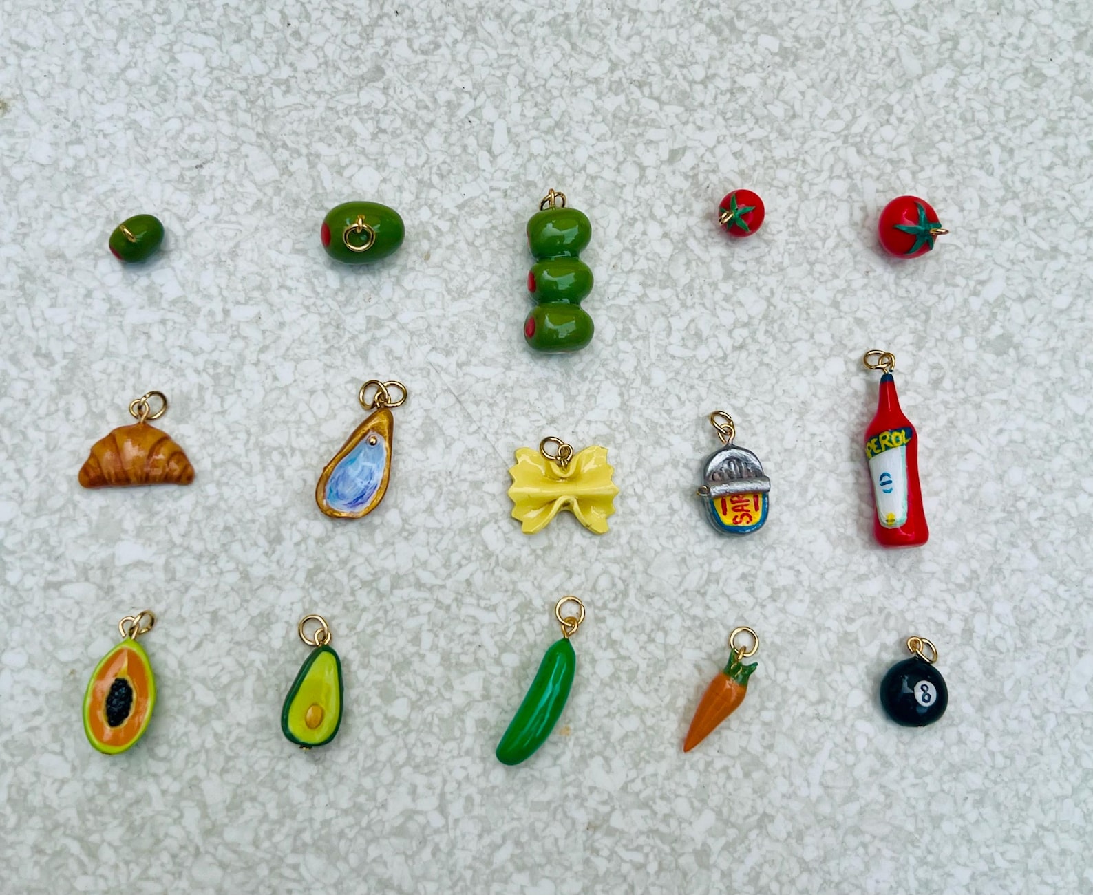 Handmade Charms | Olive Charm | Tomato Charm | Aperol Spritz | Butter ...