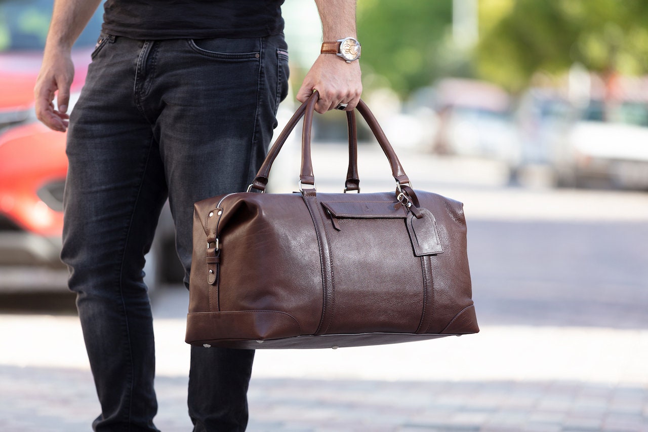 Leather Weekender Bag Handmade Full Grain Leather Duffle - Etsy