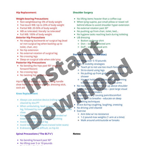 Acute Care Quick Reference Guide for Occupational Therapy - Etsy