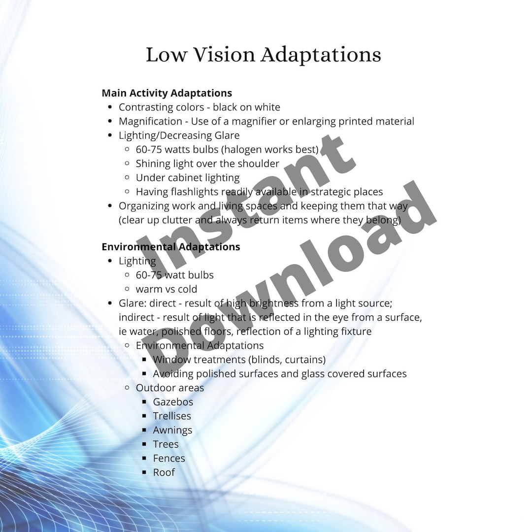 Acute Care Rehab, Low Vision Adaptations, Occupational Therapy, OT ...