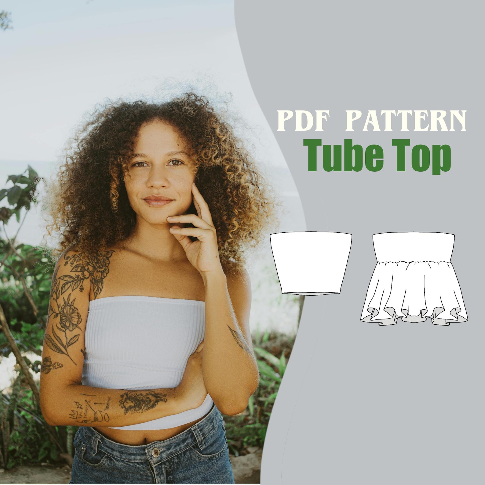 SEWING PATTERN - Tube Top Digital Sewing Pattern PDF - Cropped Bandeau ...
