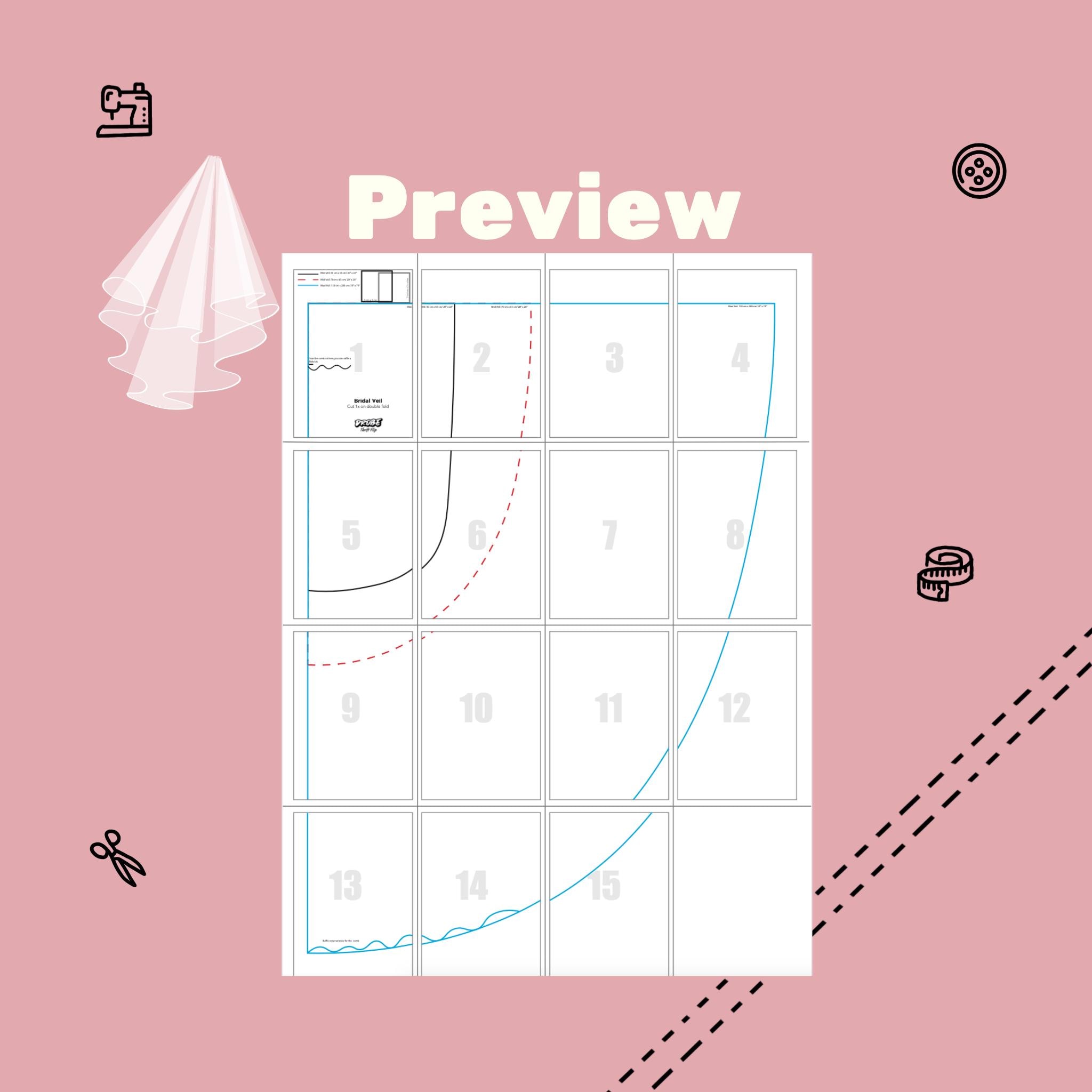 Bridal Veil Sewing Pattern Pdf in 3 Different Lengths - Diy Wedding ...