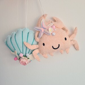 Felt Crab, Felt Shell, Mermaid Decor, Felt Sea Creatures, Under the Sea ...
