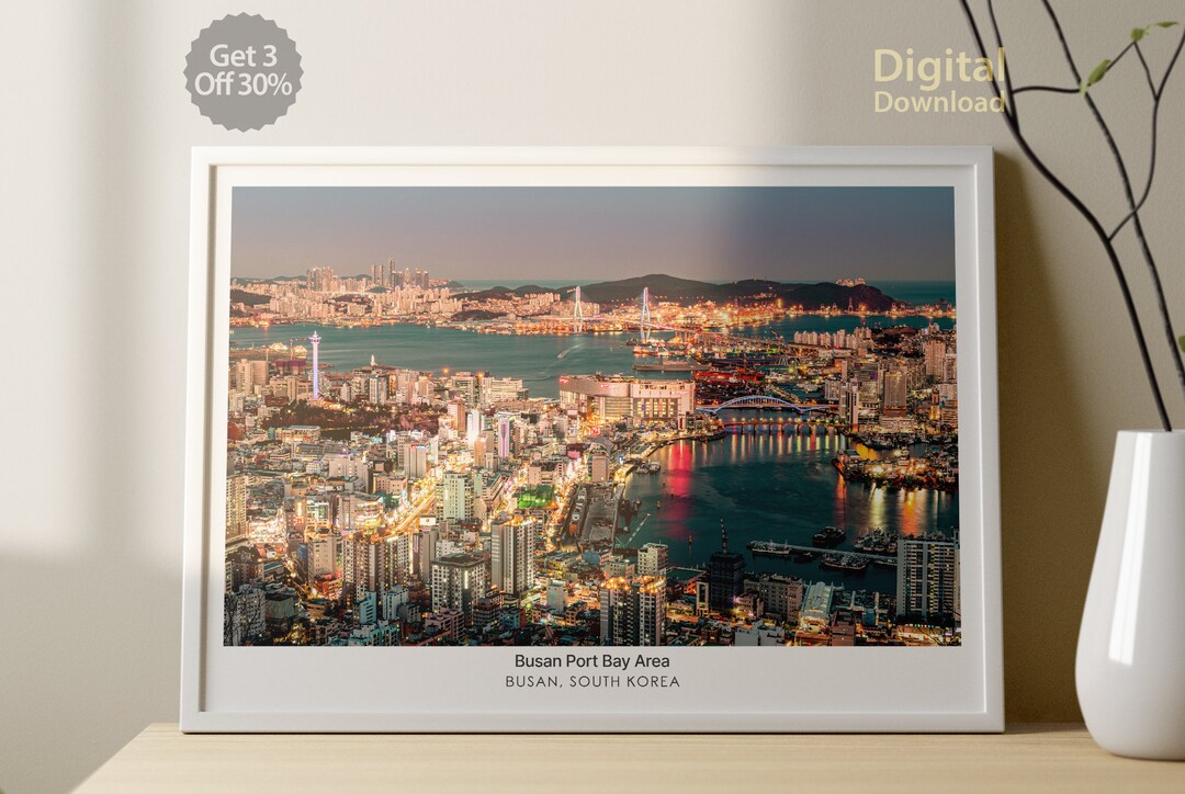 BUSAN Travel Photo, Busan Port Bay Area, Color & Gray Poster, Cityscape ...