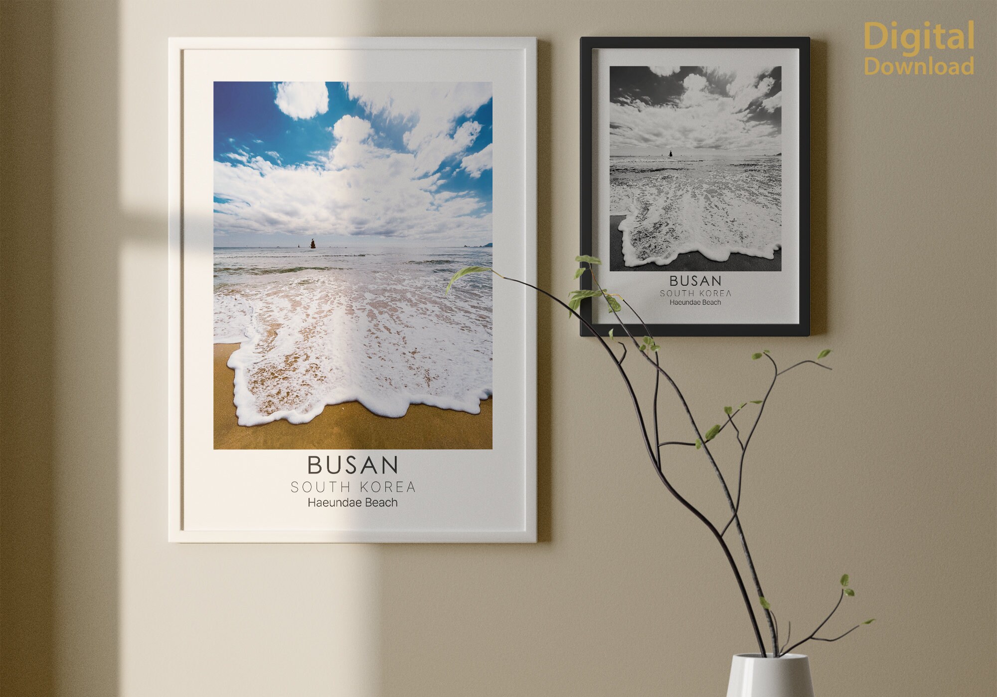 BUSAN Travel Photo Haeundae Beach Color & Gray Poster - Etsy