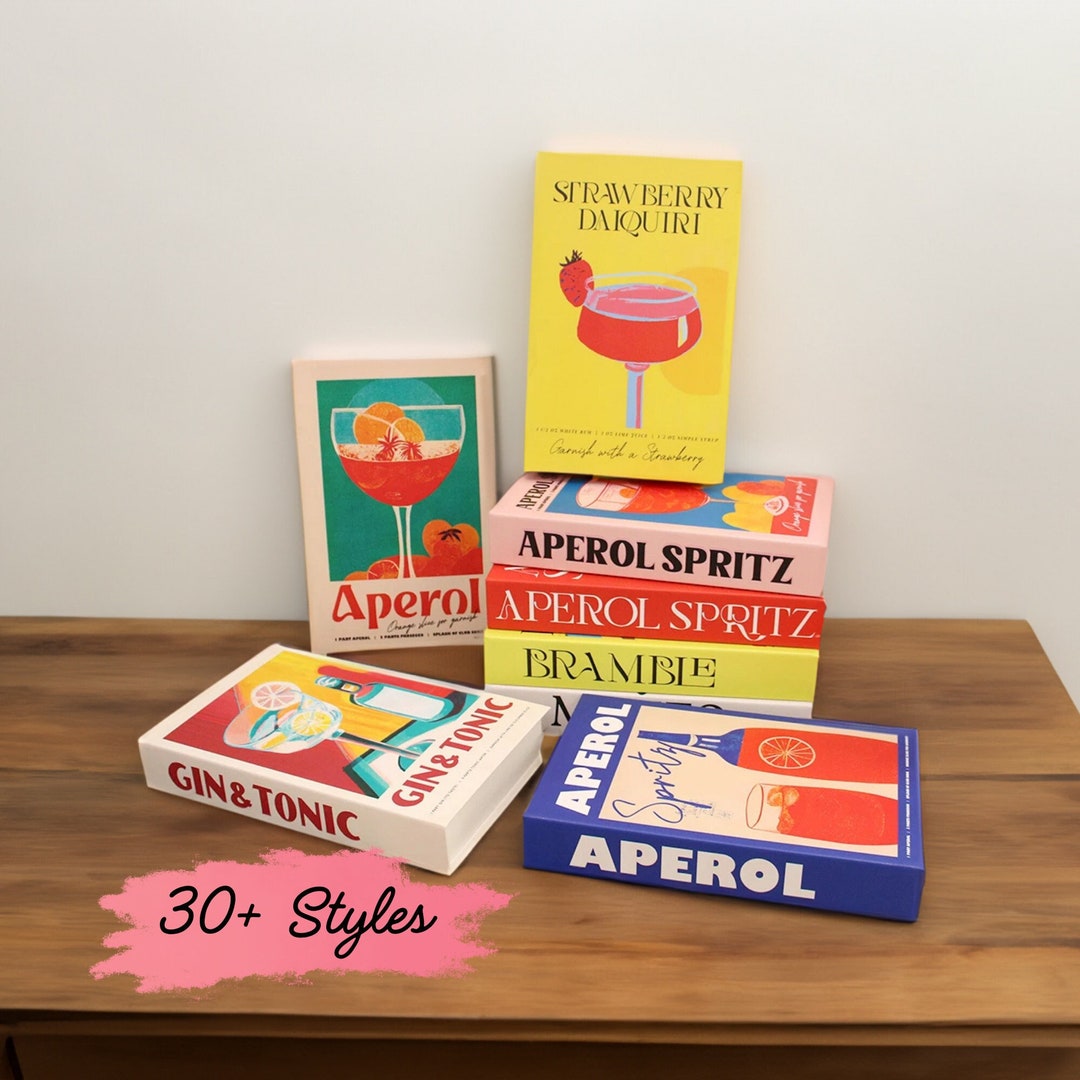 Openable Book Box Coffee Table Decor, Aperol Cocktail Luxury Fake Books ...