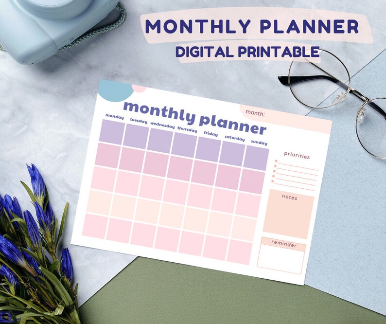 Monthly Planner | Planner Printables | Digital Download | 2023 Planner ...