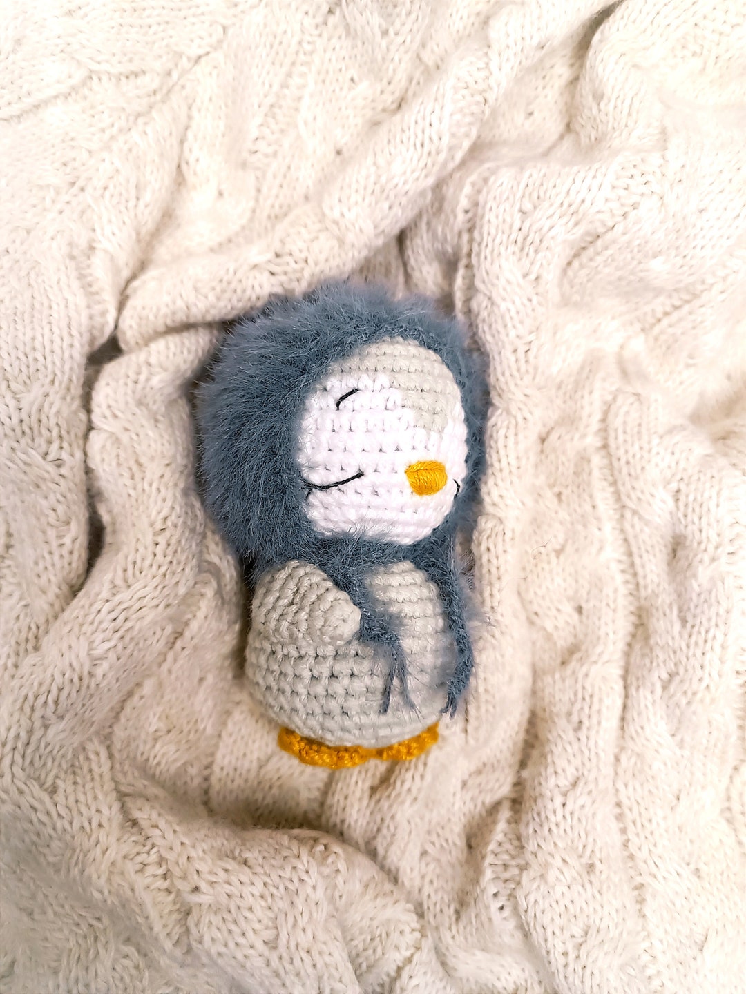 Little Crochet Penguin Gray Mini Penguin Safety Toy for Newborn ...