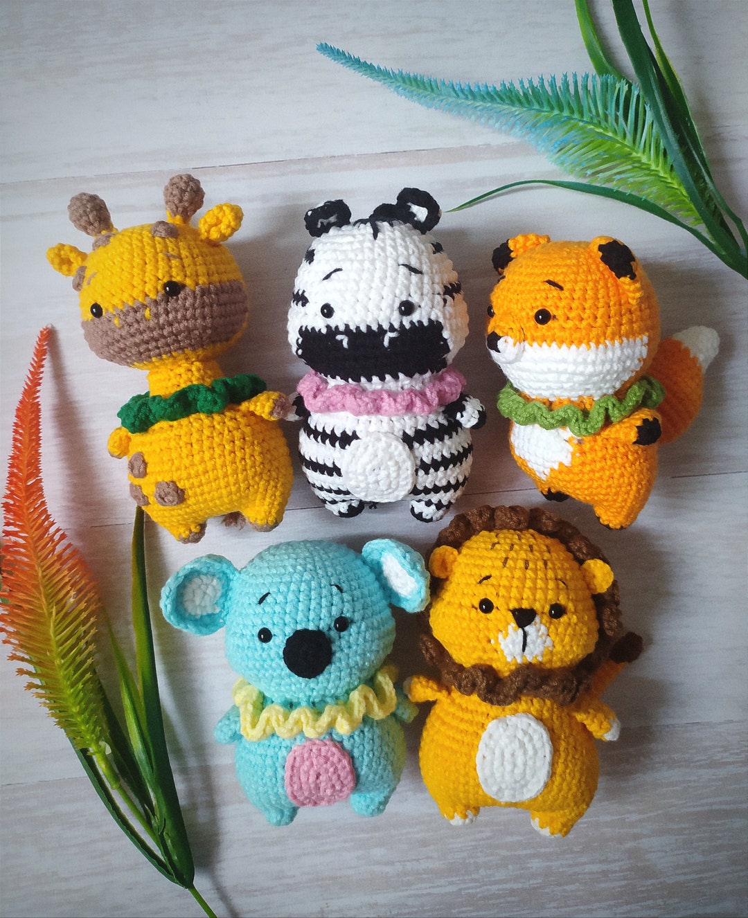 Little Stuffed Animals Crochet Zoo Animals Koala Zebra Lion Fox Giraffe ...