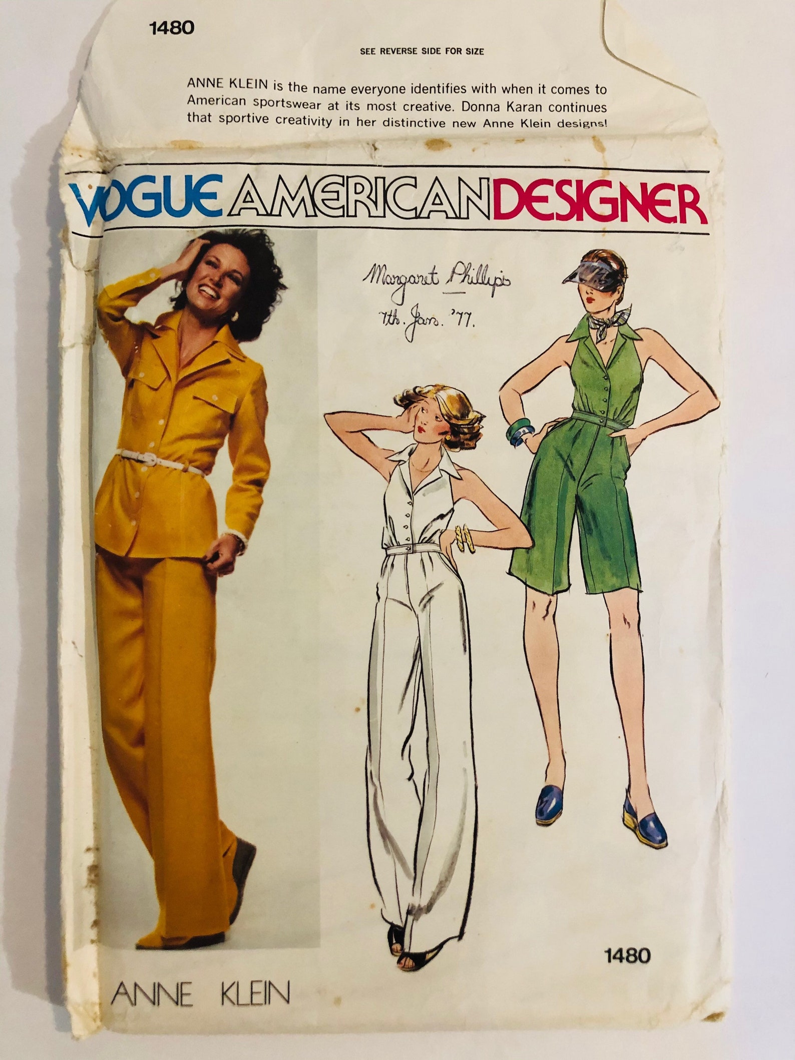 1970s Vintage Vogue American Designer 1480 Anne Klein Jacket and ...