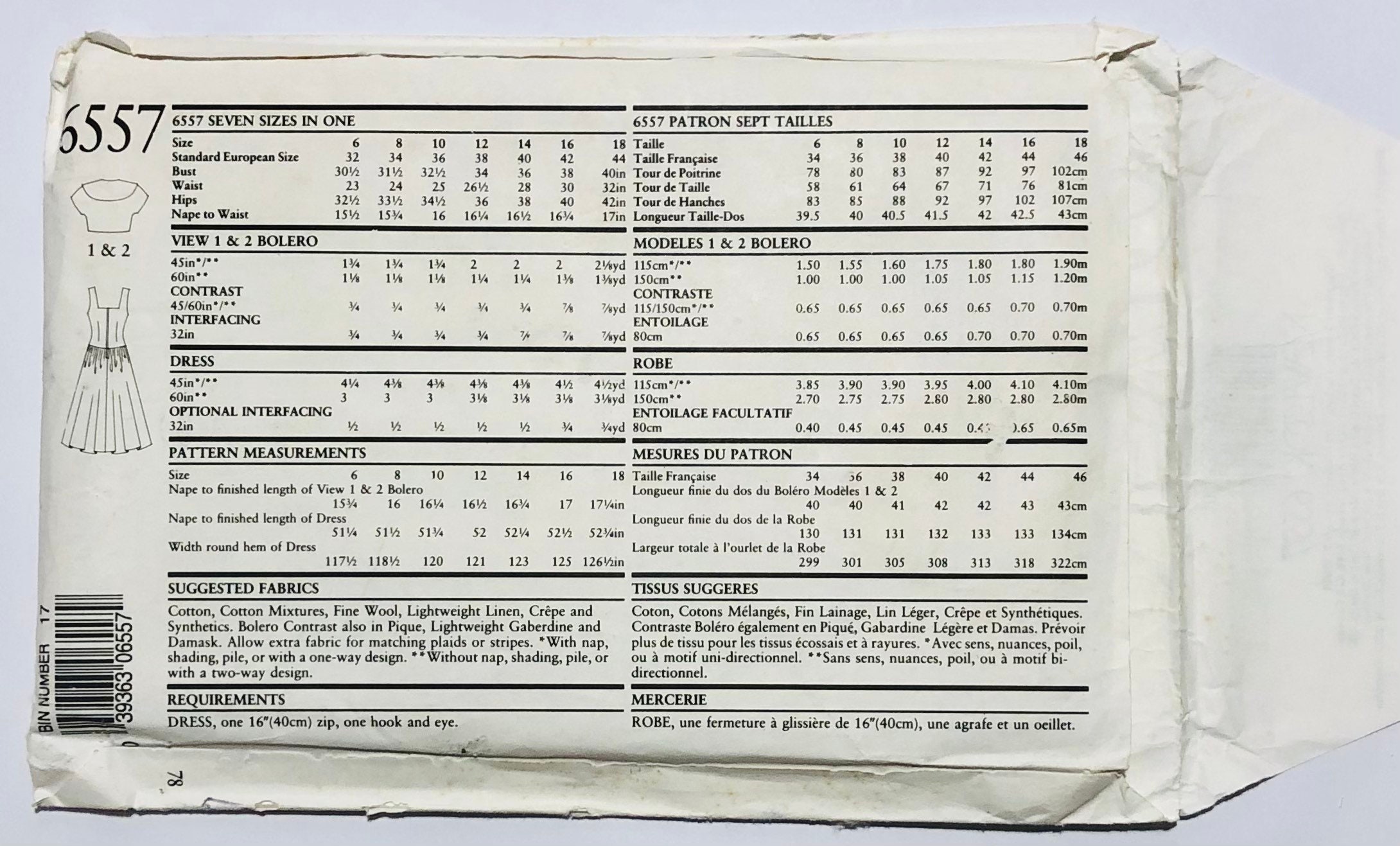 New Look 6557 Original Misses' Vintage Dress and Bolero - Etsy