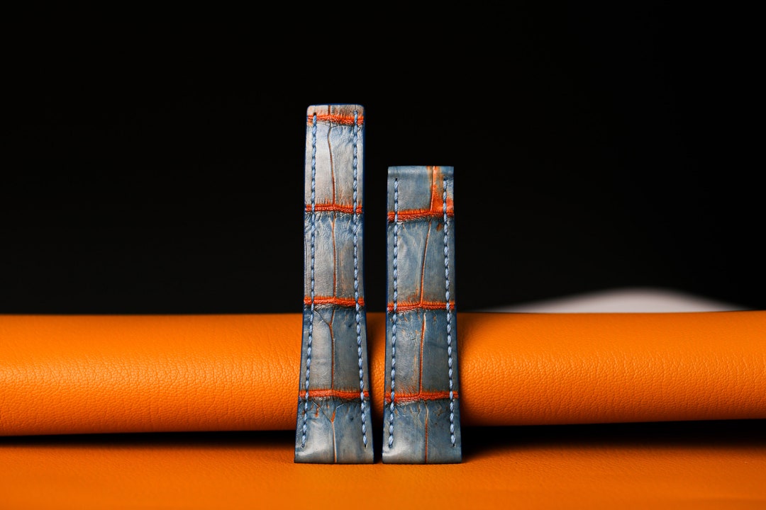 Bespoke Two Tone Light Blue Leather Watch Strap for Breitling ...