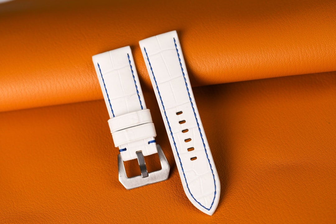 Bespoke White Leather Watch Strap, Strap for Panerai, Omega, Tudor ...