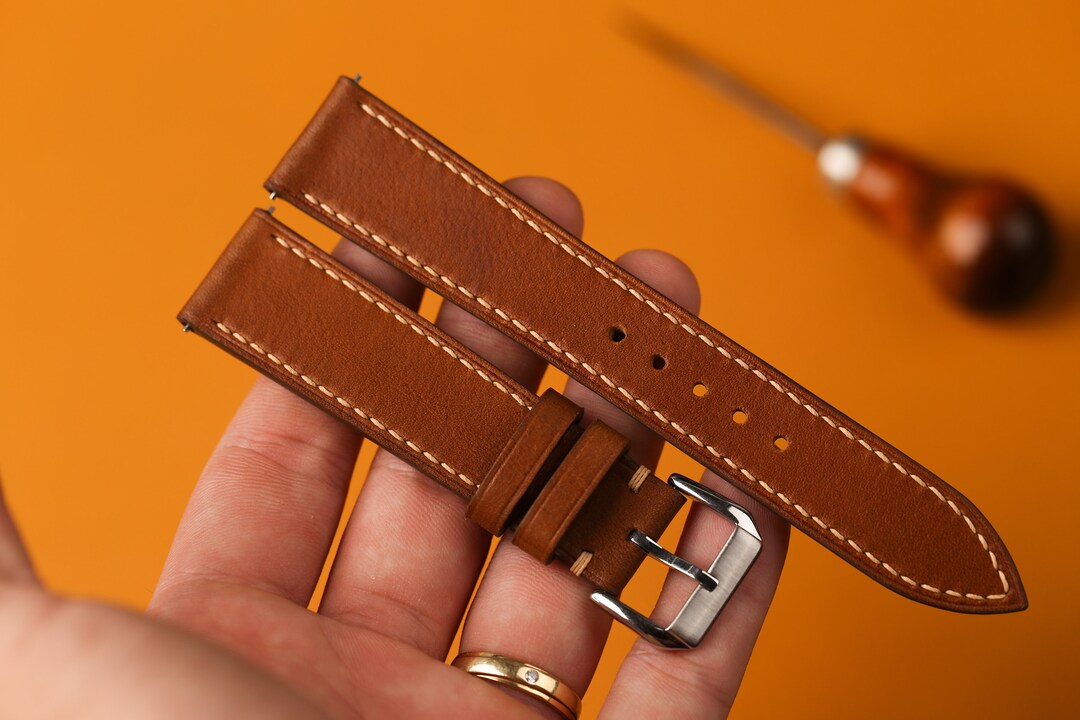 Bespoke Barenia Leather Watch Strap, Slim Watch Strap KT125 - Etsy