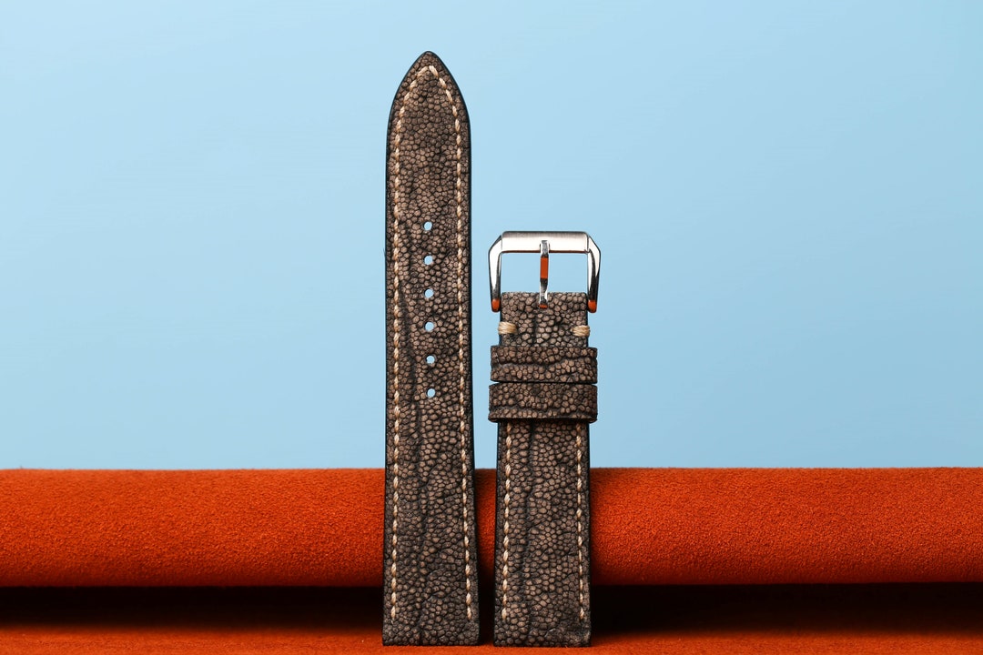 Bespoke Gray Exotic Leather Watch Strap 16mm 17mm 18mm 19mm 20mm 21mm ...