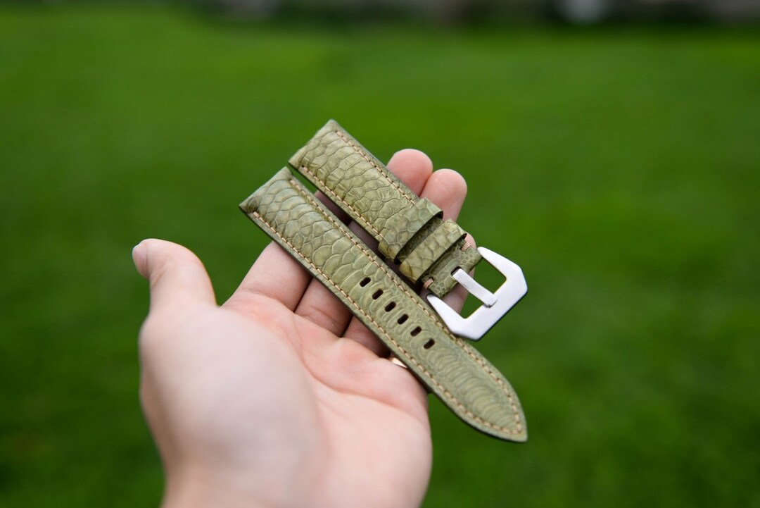 Olive Vintage Watch Strap, Handmade Watch Strap 16mm, 18mm, 20mm, 22mm ...