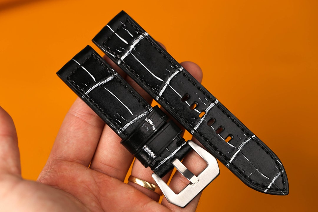 Bespoke Two Tone Black Leather Watch Strap for Rolex, Tudor, Panerai ...