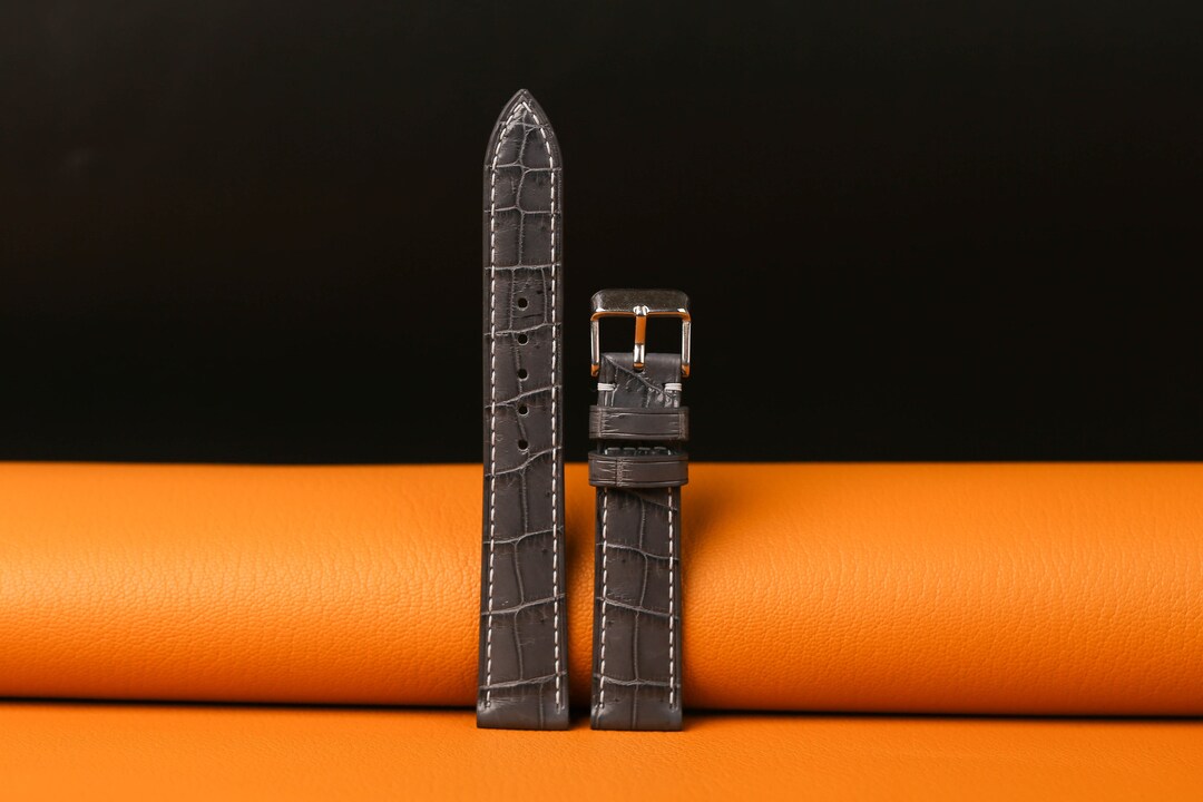 Bespoke Gray Leather Watch Strap, Vintage Watch Straps 16mm, 17mm, 18mm ...