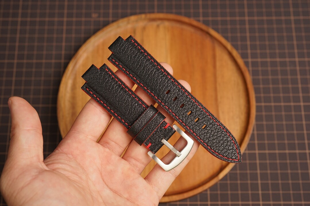 Bespoke Black Alran Leather Watch Strap for Oris Aquis 39.5mm, 41.5mm ...