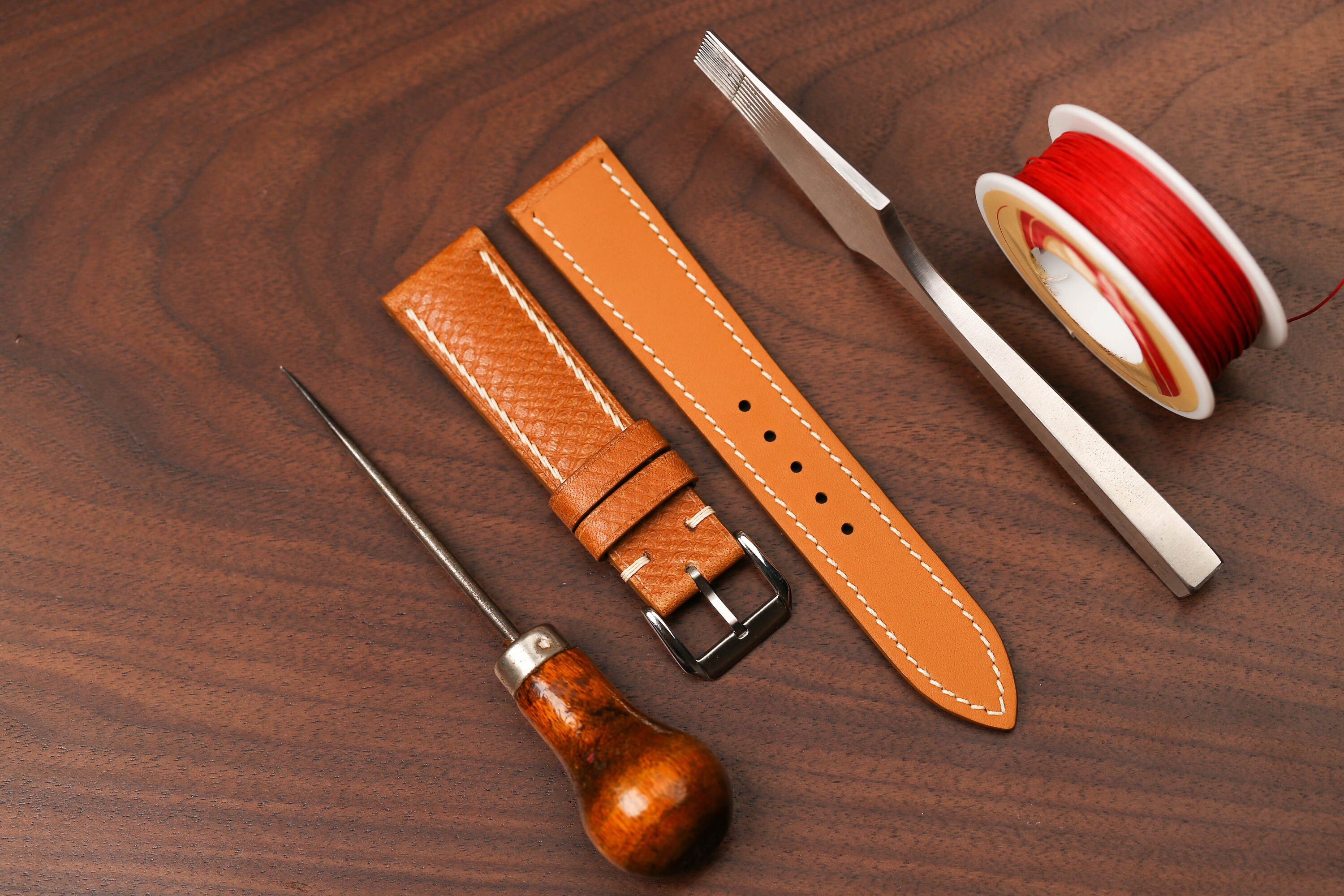 Gold Hatch Grain Horween Leather Watch Strap Signature Watch - Etsy