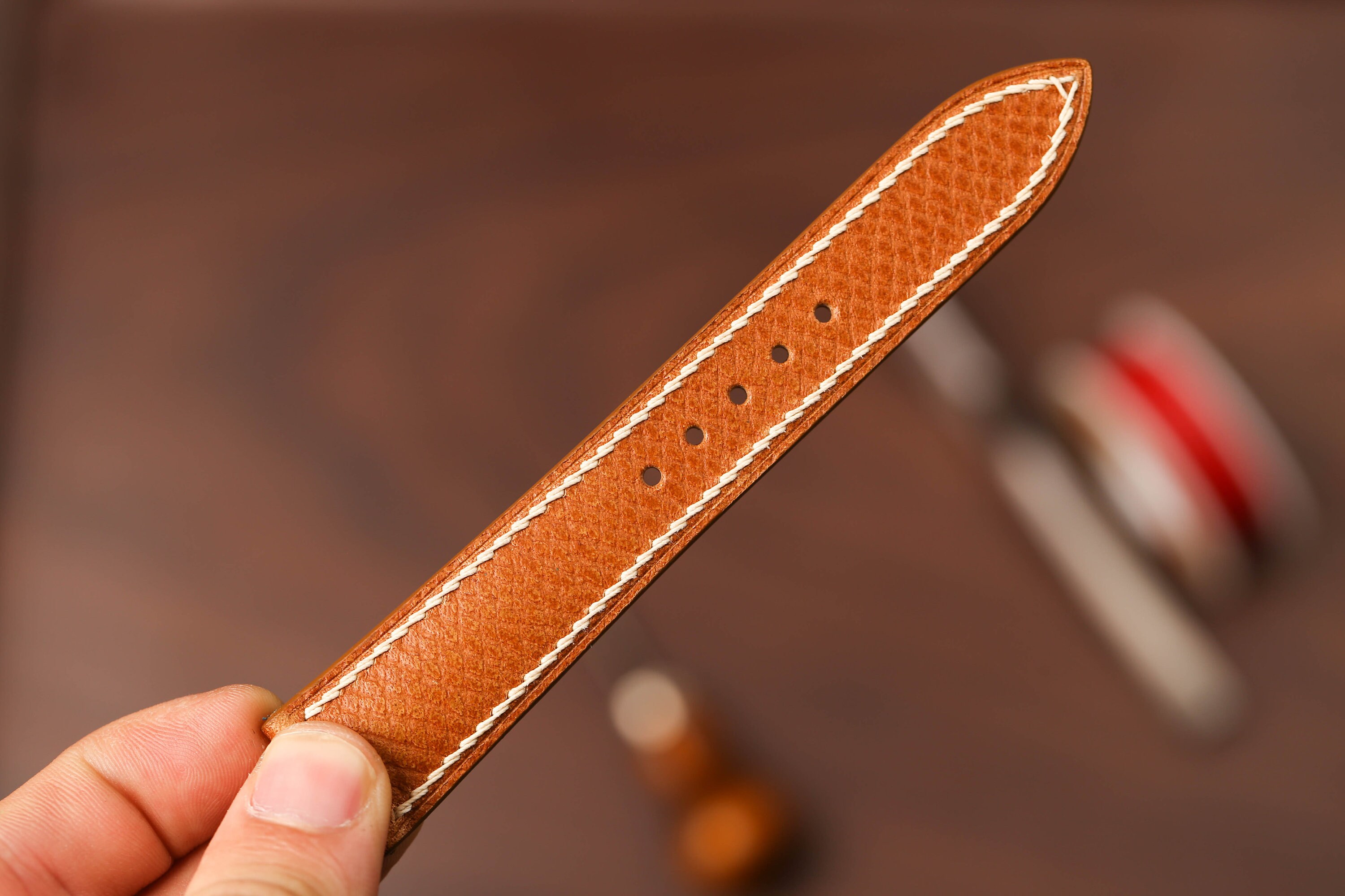 Gold Hatch Grain Horween Leather Watch Strap Signature Watch - Etsy