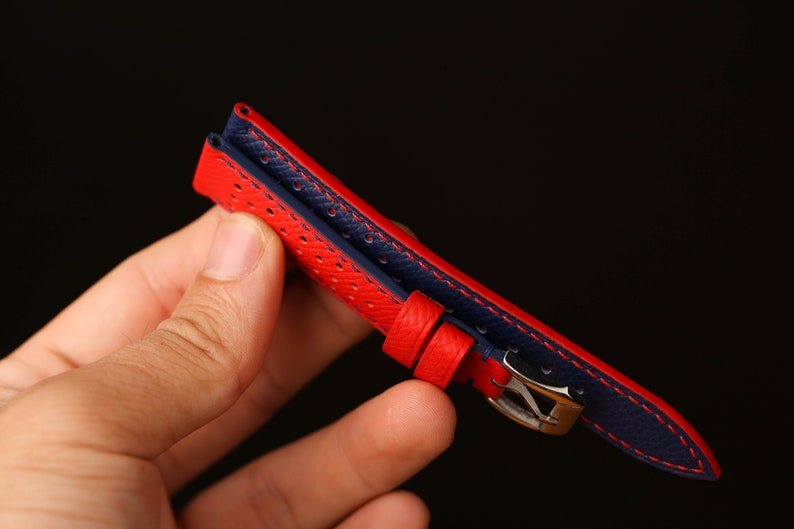 Bespoke Racing Rally Navy Mix Red Epsom Leather Watch Strap - Etsy