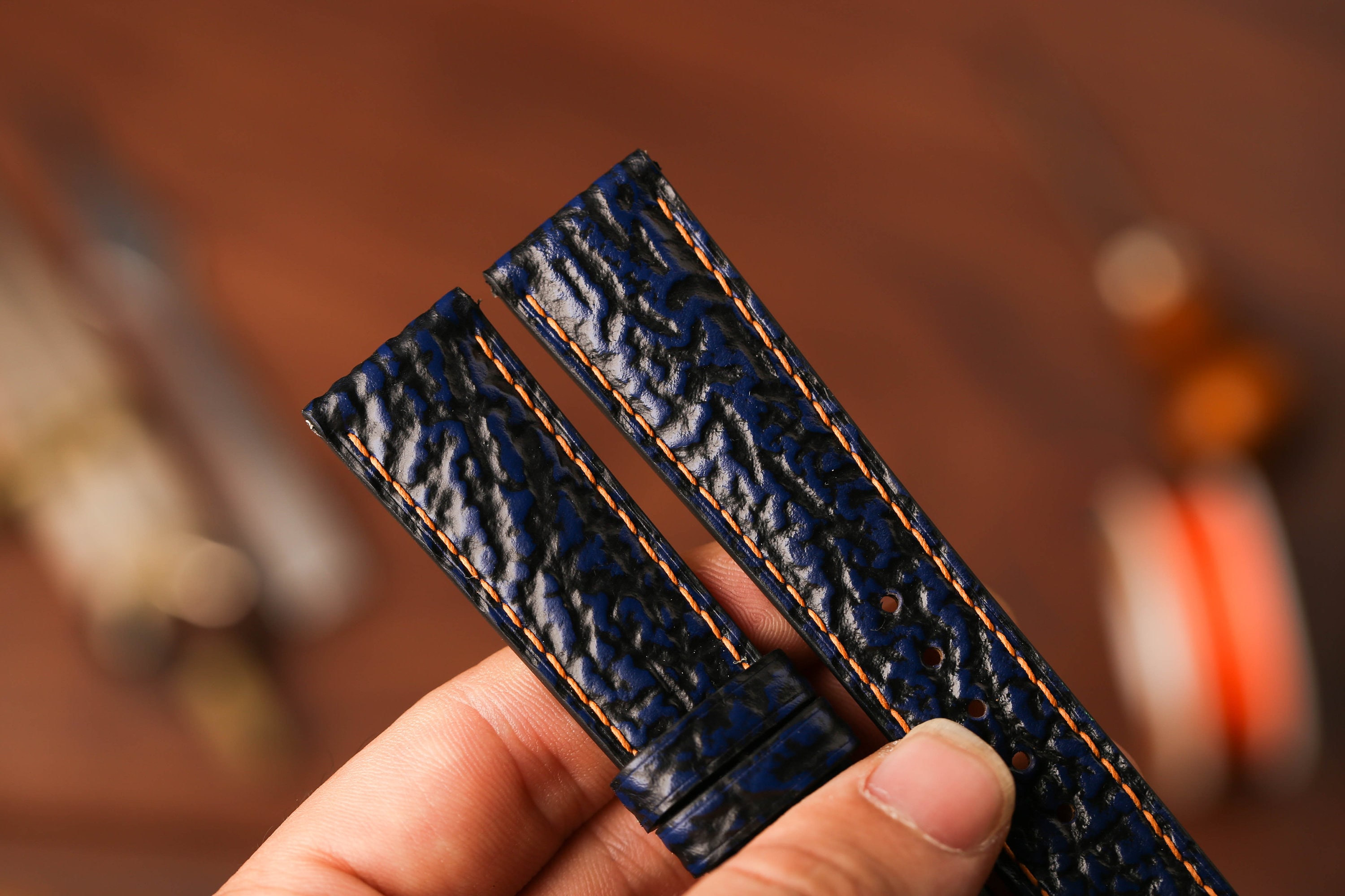 Bespoke Slim Navy Vintage Leather Watch Strap Vintage Watch - Etsy