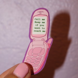 Call Me, Beep Me, If You Wanna Reach Me Sticker | Pink Flip Phone ...