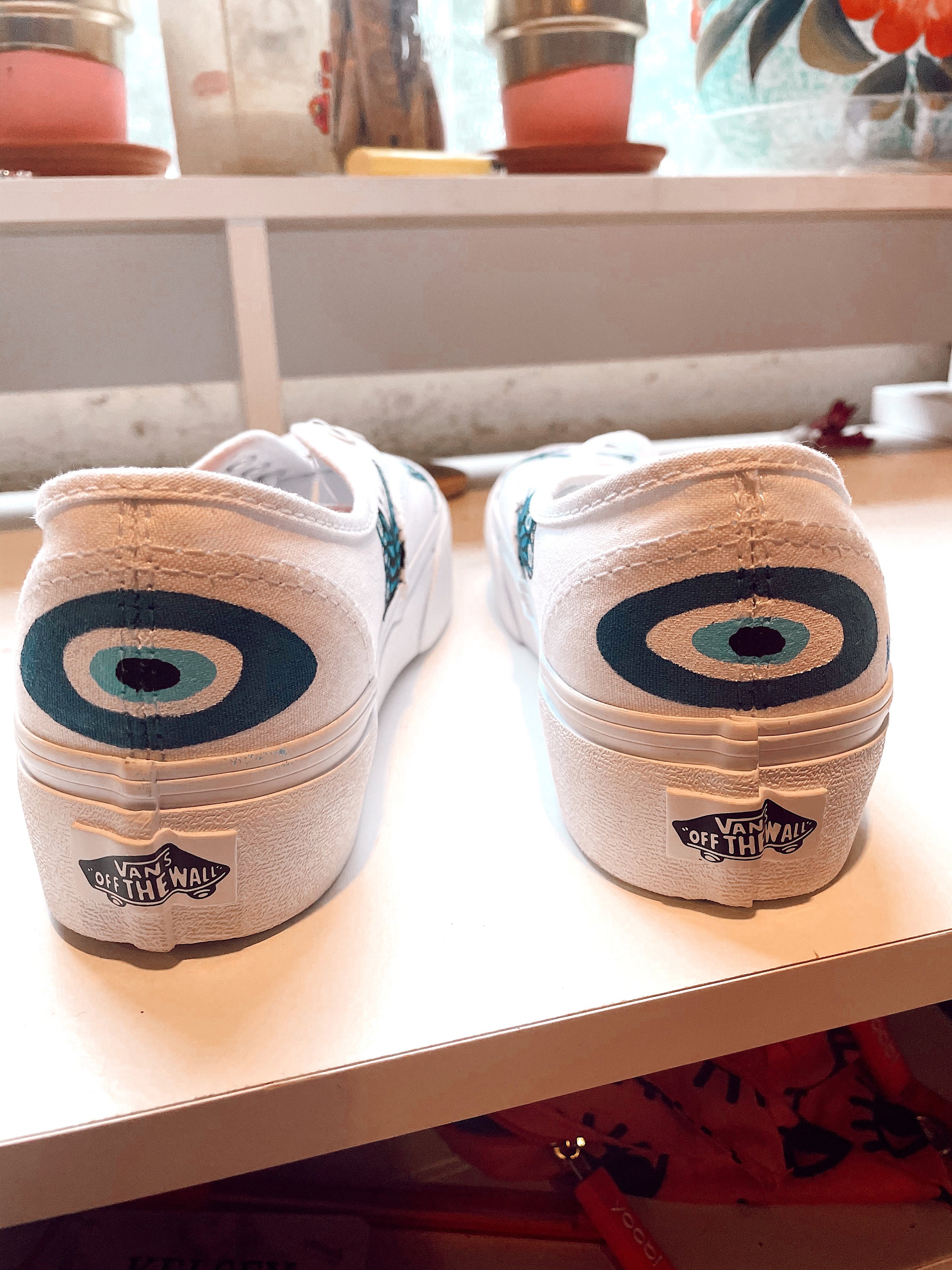 Hand Painted Blue Butterfly Evil Eye Platform Vans - Etsy