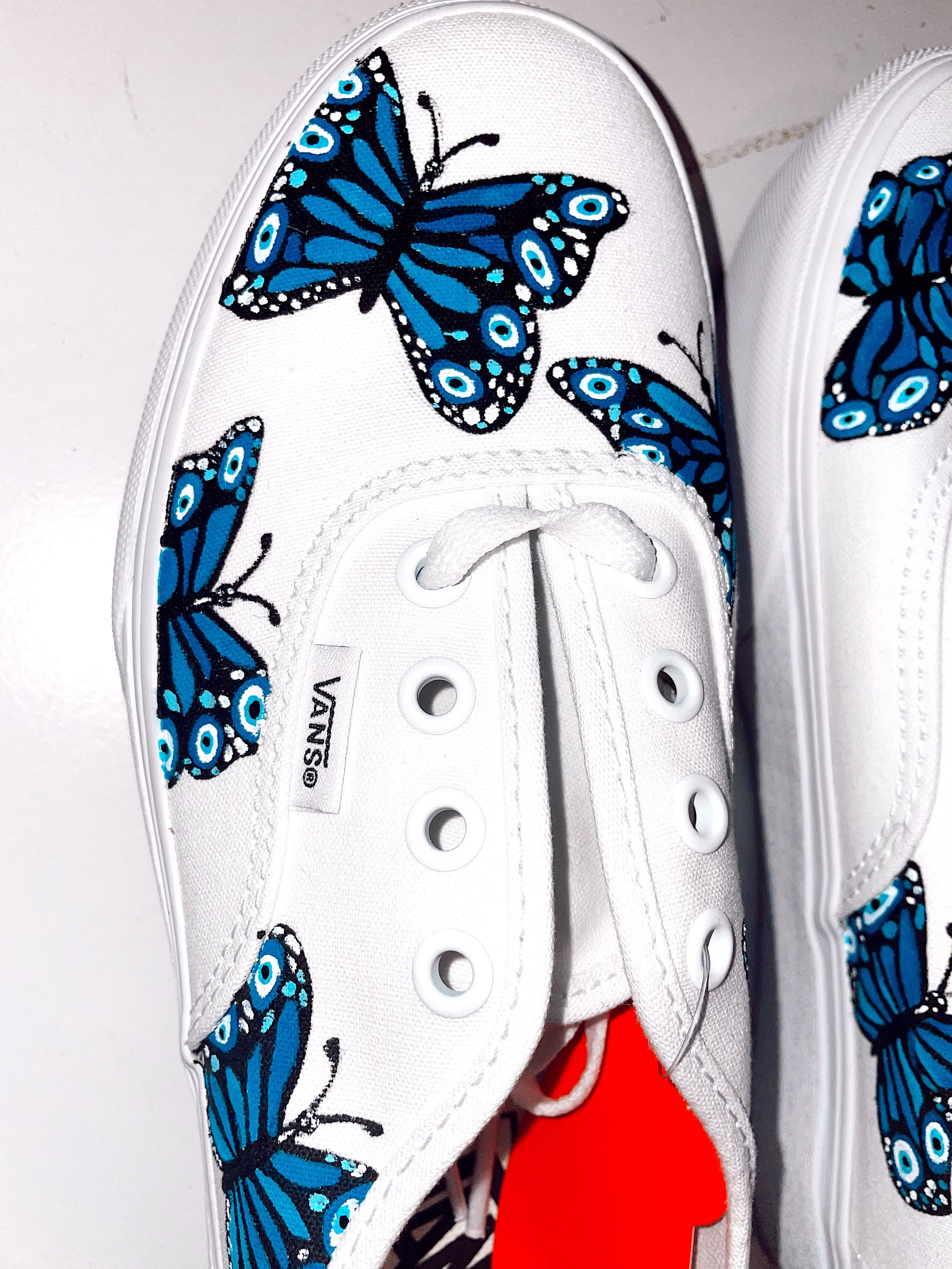 Hand Painted Blue Butterfly Evil Eye Platform Vans - Etsy