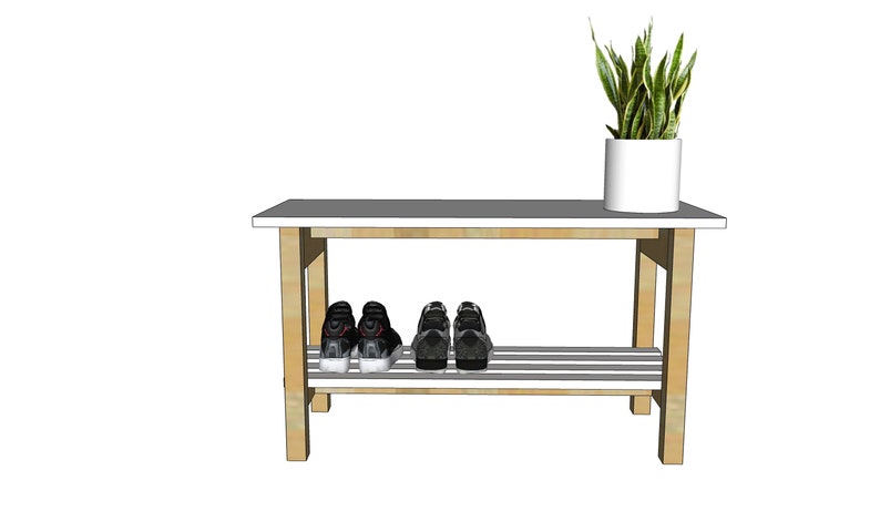 DIY Entryway Shoe Bench With Shelf - Digital Download File With 3D ...
