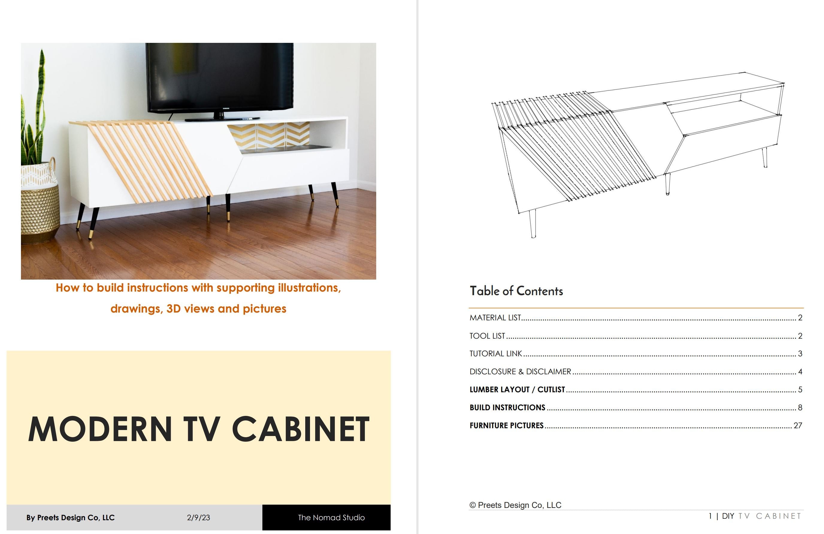 DIY Modern TV Console, Media Cabinet, TV Unit Digital File With Build ...