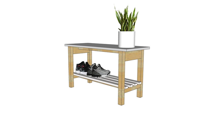 DIY Entryway Shoe Bench With Shelf - Digital Download File With 3D ...