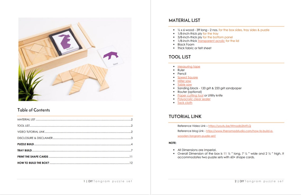 How to Build a Wooden Tangram Puzzle Set in a Box With Sliding - Etsy