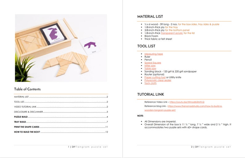 How to Build a Wooden Tangram Puzzle Set in a Box With Sliding - Etsy