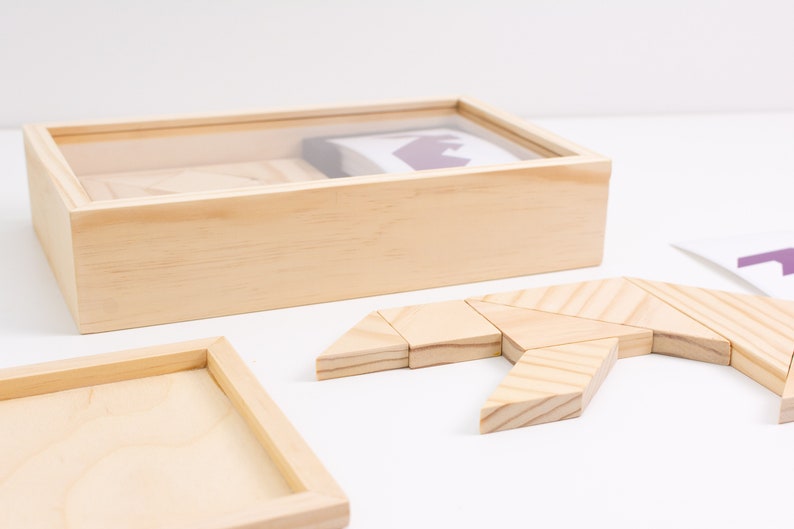 How to Build a Wooden Tangram Puzzle Set in a Box With Sliding - Etsy