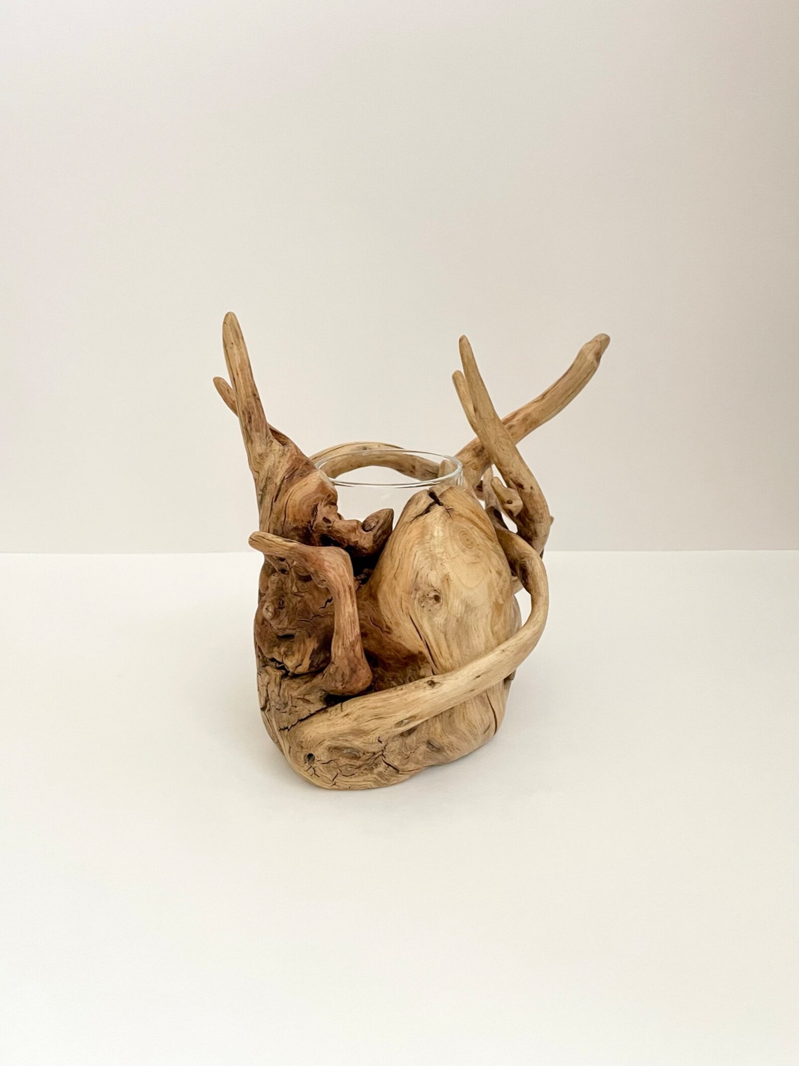 Tree Root Candle Holder - Wood and Glass Votive - Natural Sculpture - Etsy