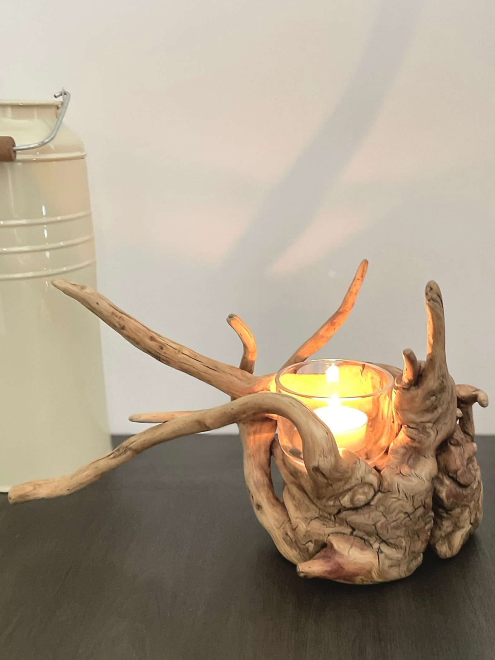 Tree Root Candle Holder - Wood and Glass Votive - Natural Sculpture - Etsy