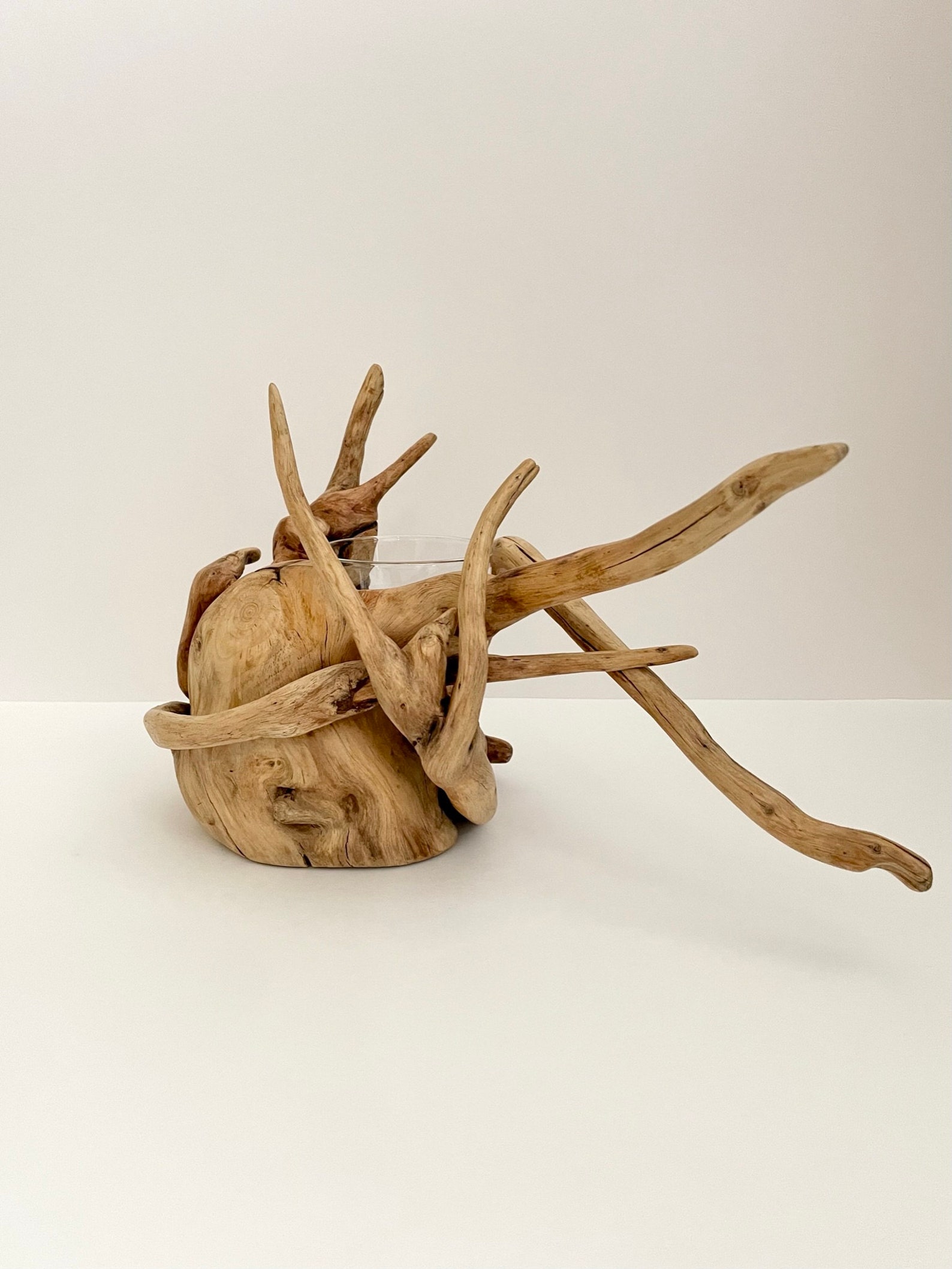Tree Root Candle Holder - Wood and Glass Votive - Natural Sculpture - Etsy
