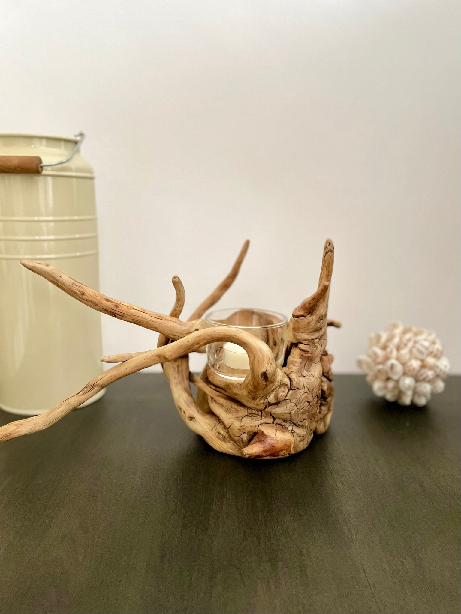 Tree Root Candle Holder - Wood and Glass Votive - Natural Sculpture - Etsy