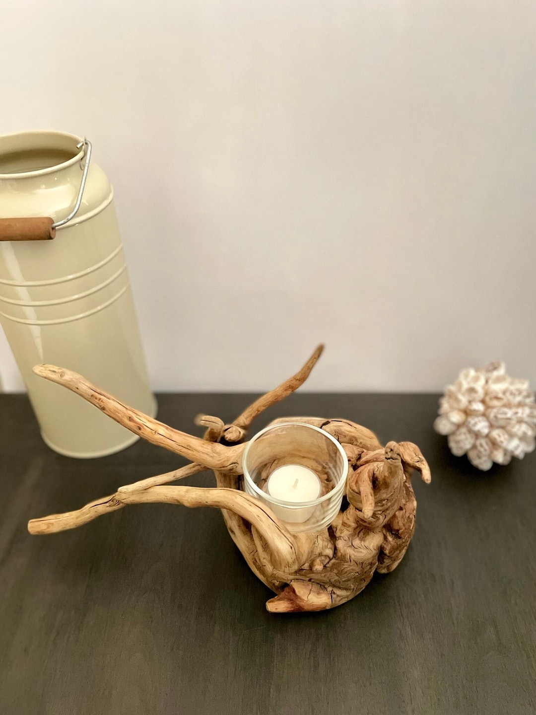 Tree Root Candle Holder - Wood and Glass Votive - Natural Sculpture - Etsy