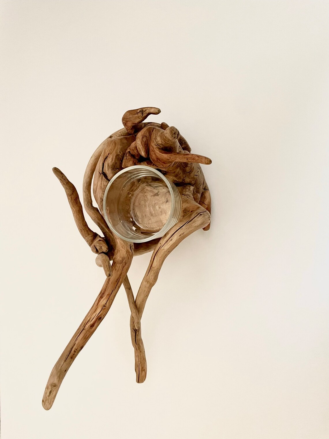 Tree Root Candle Holder Wood and Glass Votive Natural Sculpture - Etsy