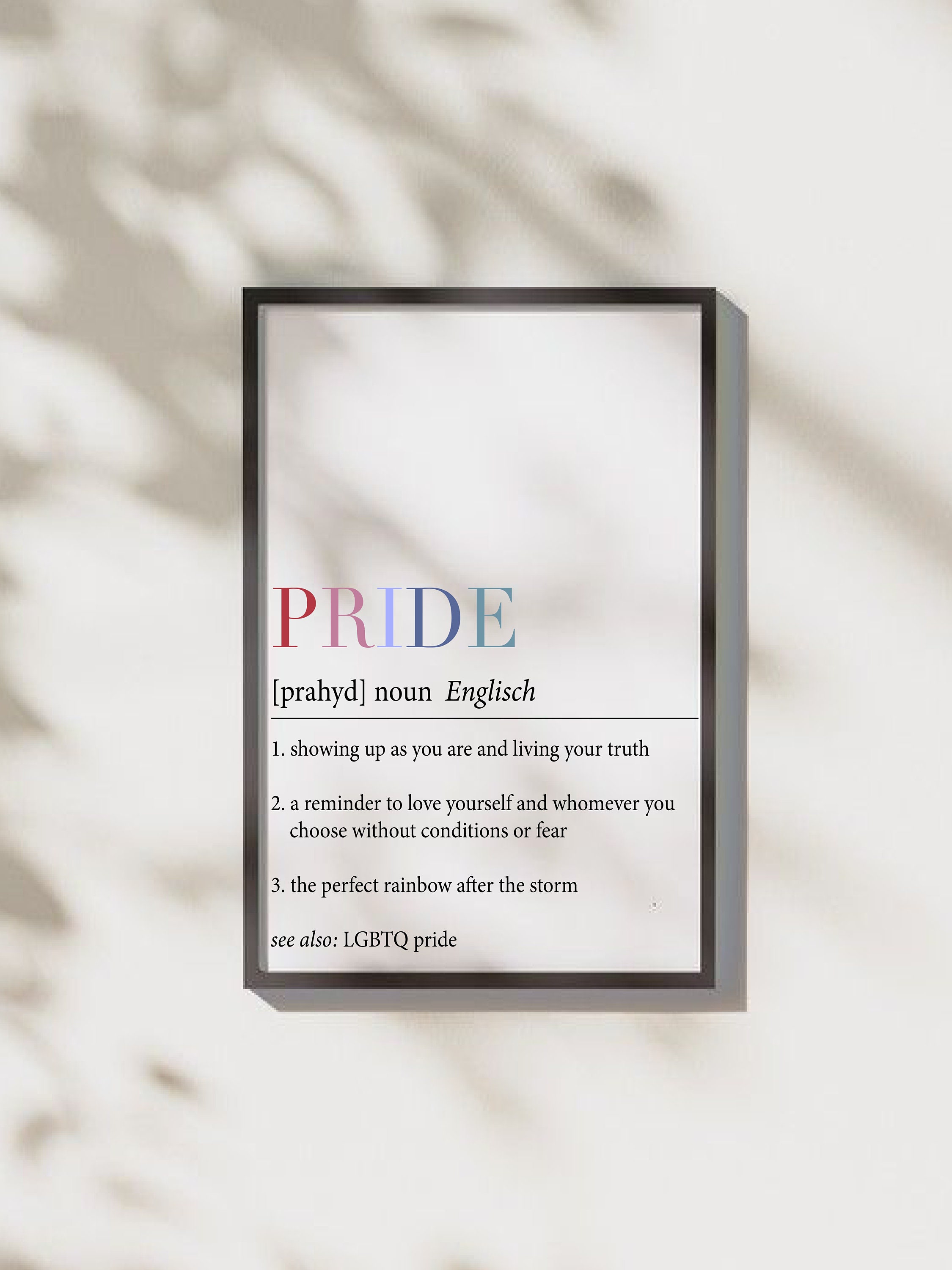 Pride Definition Poster Digital Download Definition Print Definition ...