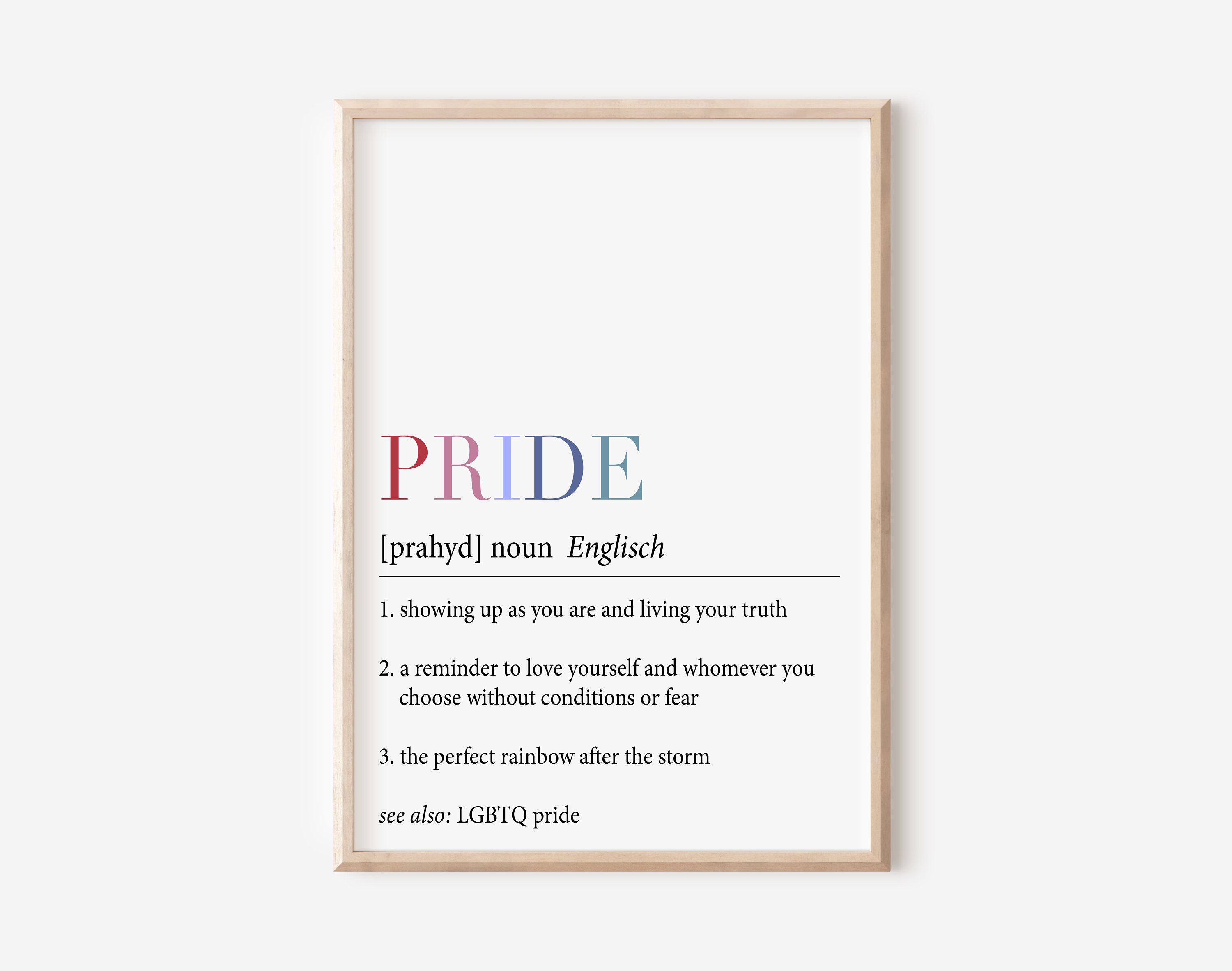 Pride Definition Poster Digital Download Definition Print Definition ...
