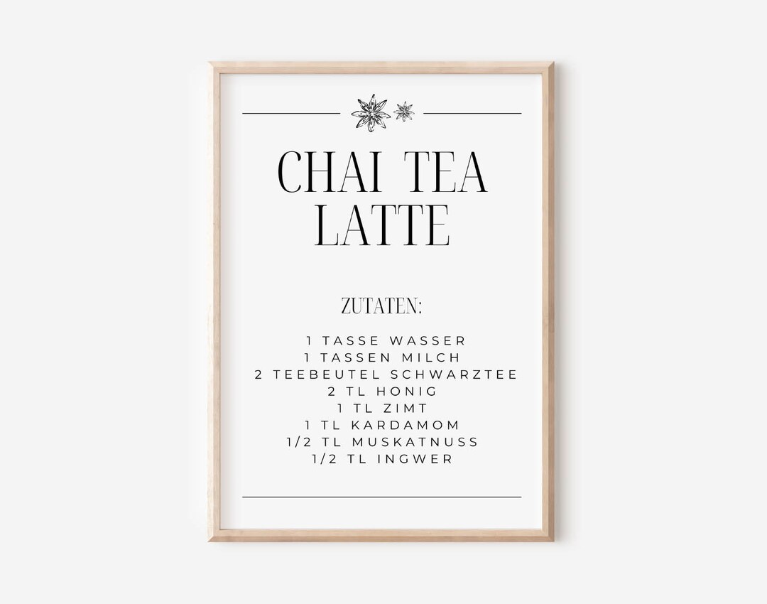 Chai Tea Latte Poster Digital Download Starbucks Posters Chai Latte ...