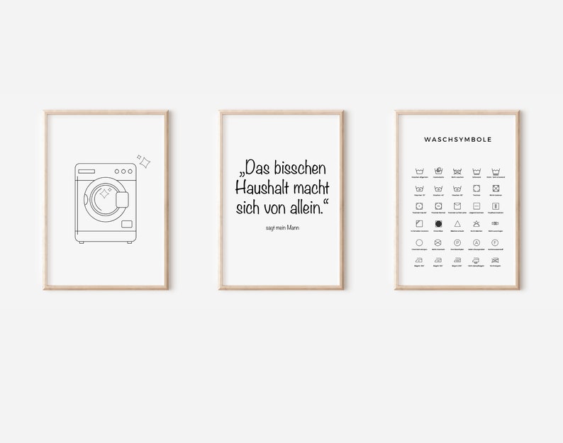 Poster Set Laundry Room Washing Symbols Poster Digital Download Poster ...