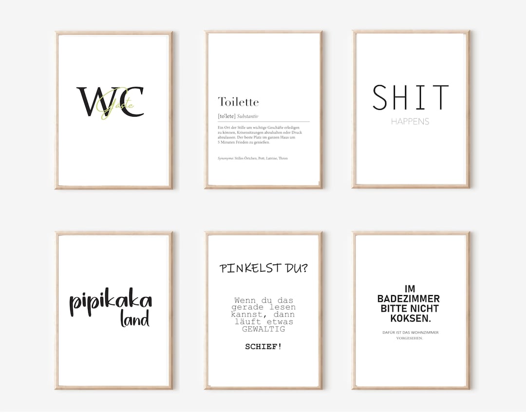 Large Bathroom Bundle With 6 Prints V2 Set Bathroom Bathroom Print Set ...